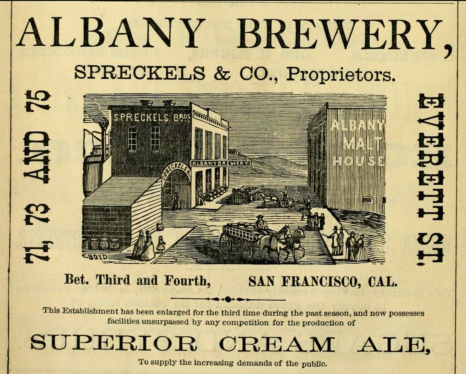 Ad for the Albany Brewery. SF Directory, 1874. From Archive.org ...